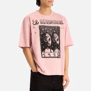 Dsquared2 Overlay Graphic Loose Fit T-shirt - Dusty Antic Rose
