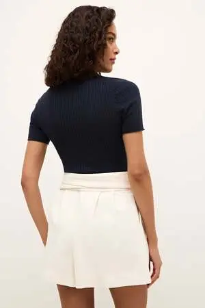 MARIE OLIVER Kayla Ribbed Top - Navy