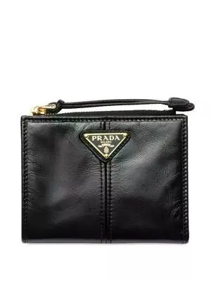 Prada Textured Leather Zip Wallet - Black