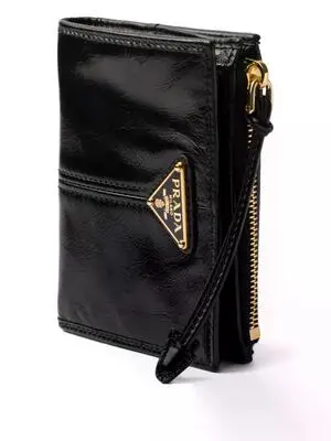 Prada Textured Leather Zip Wallet - Black