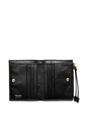 Prada Textured Leather Zip Wallet - Black