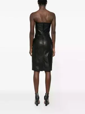 MARINE SERRE Monogram-embossed Leather Mini Dress