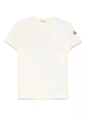 Moncler Embroidered-logo Cotton T-shirt - Neutrals