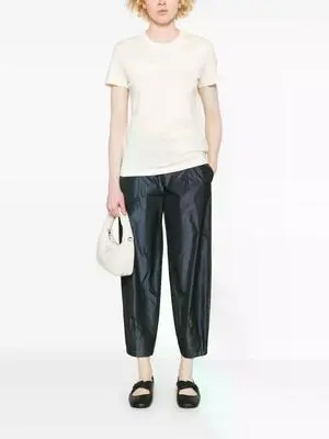 Moncler Embroidered-logo Cotton T-shirt - Neutrals