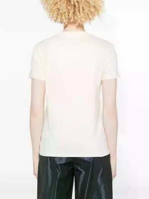 Moncler Embroidered-logo Cotton T-shirt - Neutrals