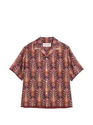 Valentino Garavani Voyage Imaginaire-print Bowling Shirt - Red