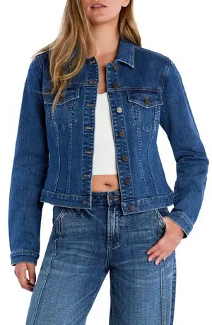 HINT OF BLU Sleek Stretch Denim Trucker Jacket - Gravity Blue