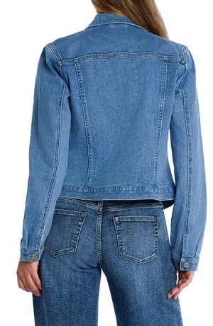 HINT OF BLU Sleek Stretch Denim Trucker Jacket - Shine Blue