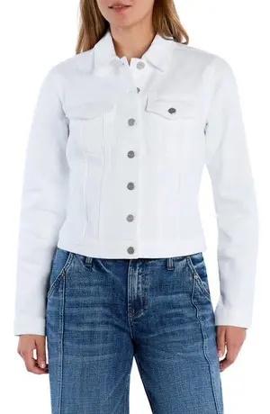HINT OF BLU Sleek Stretch Denim Trucker Jacket - White