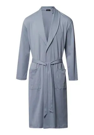 Hanro Night And Day Shawl Collar Cotton Robe 120cm - Cliff Grey