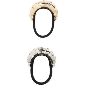 Tasha Assorted Crystal Embellished Ponytail Cuffs - Gold Silver