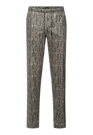 Hanro Night And Day Cotton Drawstring Pajama Pants - Green Lichen Pattern
