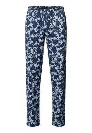Hanro Night And Day Cotton Drawstring Pajama Pants - Night Blue Tiles