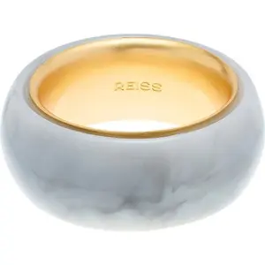 REISS Ciara Curve Marble Bangle - Gold Tone/ Grey Marble