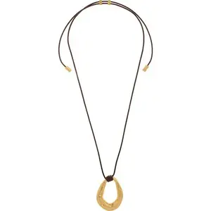 REISS Momo Molten Link Pendant Necklace - Gold Tone/brown