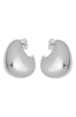 REISS Calla Curve Scoop Earrings - Silver Tone