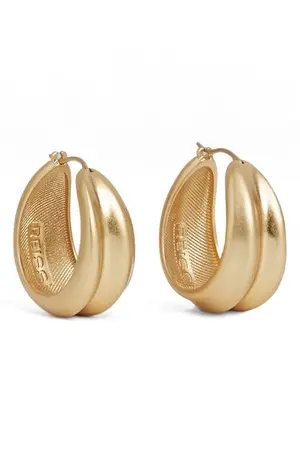 REISS Sophie Sculptural Hoop Earrings - Gold Tone