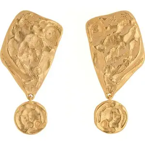 REISS Mason Molten Drop Earrings - Gold Tone