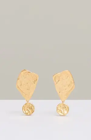 REISS Mason Molten Drop Earrings - Gold Tone