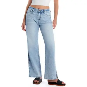 HINT OF BLU Side Slit Wide Leg Jeans - Authentic Blue