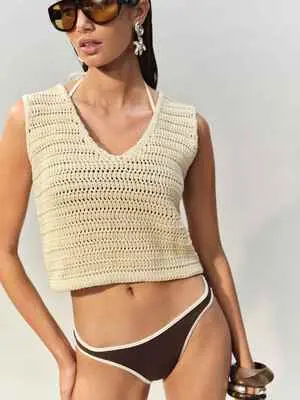 REFORMATION Douro Bikini Bottom - Brown