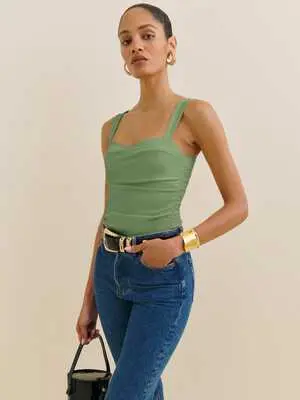 REFORMATION Trish Knit Top Green