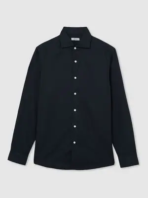 REISS Carvalho Cotton-piqué Garment-dyed Shirt - Navy
