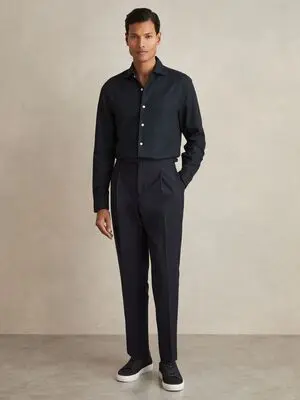 REISS Carvalho Cotton-piqué Garment-dyed Shirt - Navy