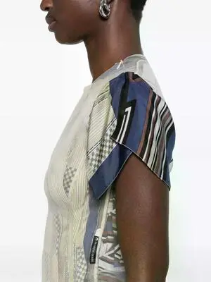 MARINE SERRE Asymmetrical Midi Dress With Scarf Details - Neutrals