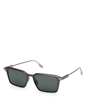 Zegna 55mm Square Sunglasses - Gunmetal/green