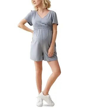 Ingrid & Isabel® Knit Maternity Romper - Coastal Gray