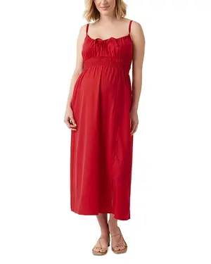 INGRID & ISABEL Maternity Strappy Midi Dress - Red