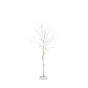 NEARLY NATURAL 6' Pre Lit Artificial Birch Tree With 90 Led Lights - White
