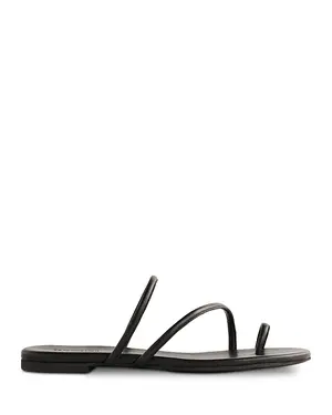 REFORMATION Ludo Toe Ring Strappy Flat Sandals - Black