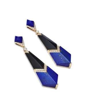 Bloomingdale'S Lapis, Malachite & Diamond Drop Earrings