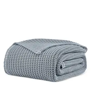 UGG Luna Knit Cotton Throw Blanket Chambray