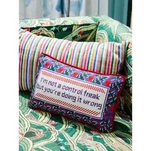 FURBISH Control Freak Needlepoint Decorative Pillow