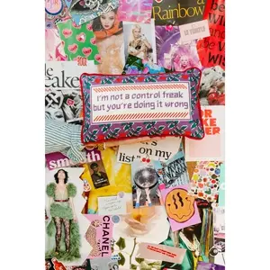 FURBISH Control Freak Needlepoint Decorative Pillow