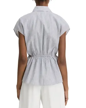 Vince Ticking Stripe Linen Top - Iris Slate
