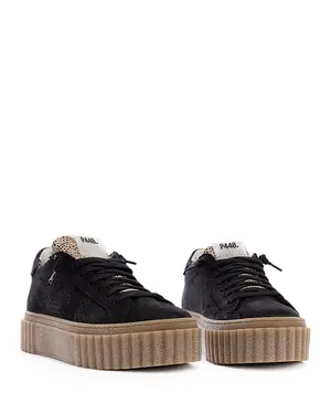 P448 Creeper Lace Up Platform Sneakers Black-beolat