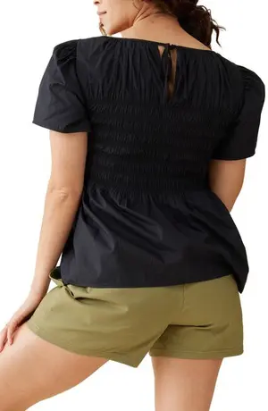 Ingrid & Isabel® Smocked Puff Sleeve Maternity Top
