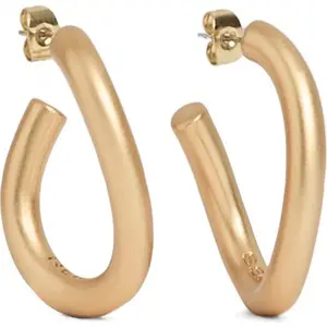 REISS Freya Wave Hoop Earrings - Gold Tone