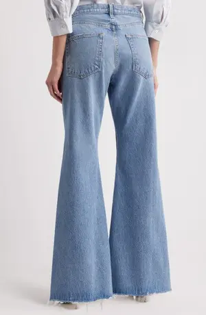 FRAME The Pixie Lax Frayed High-waist Flare Jeans