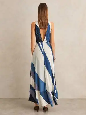 REISS Imogen Stripe Print Midi Dress