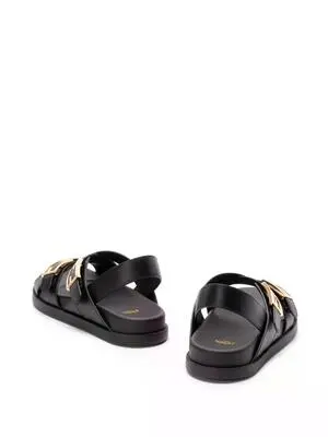 Fendi Leather Sandals - Black