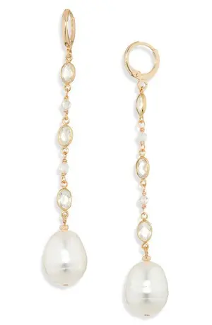 PANACEA Crystal And Faux Pearl Drop Earrings - White