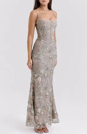 House Of Cb Naima Embroidered Sequin Gown