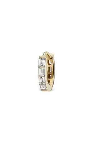 MARIA TASH Invisible Set Baguette Diamond Eternity Hoop Earring - Yellow Gold