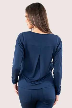 JJWINKS Wrap Star Long Sleeve Top With Built-in Shelf - Navy