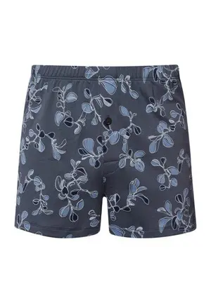 Hanro Cotton Sporty Cotton Boxer - Aqua Ink Leaves